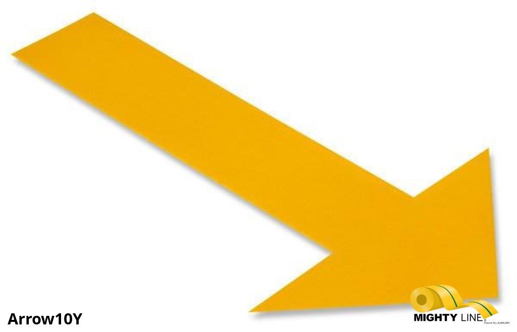 Mighty Line, Yellow, Arrow, 10" by 6", pack of 50 – Floor Marking Tape